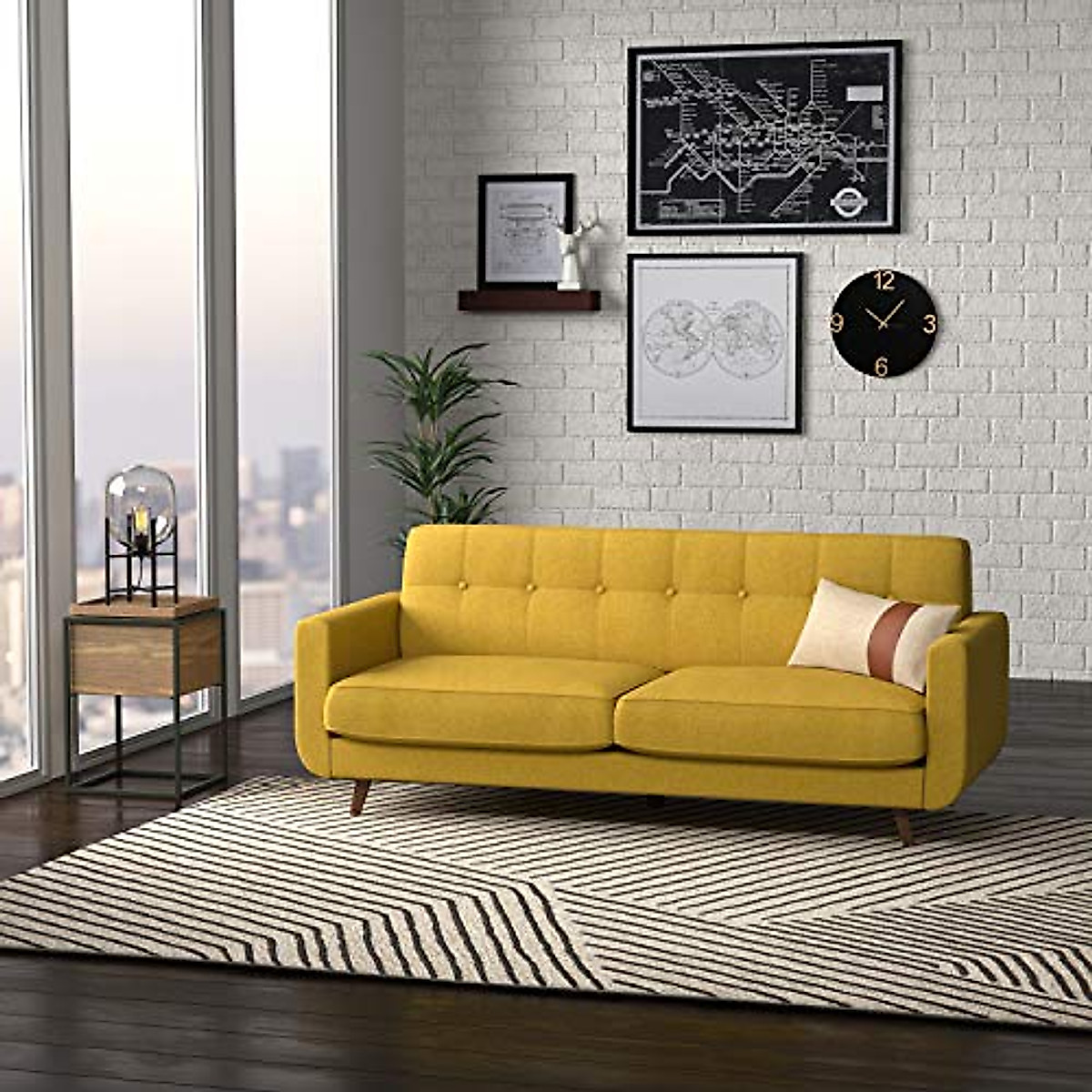 Amazon Brand – Rivet Sloane Mid-Century Modern Sofa Couch, 79.9"W, Yellow