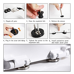 Toilet Seat Hinge Fixings 4pcs Quick Release Top Fix Nuts Screws Hole Fittings Expanding Rubber Screws with 50mm Base