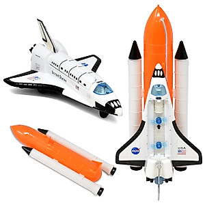 Number 1 In Service NASA Space Shuttle Toy for Kids Pretend Play 2 Piece Set Rocket Ship with Lights and Sound Diecast Spaceship for Boys Girls Toddlers