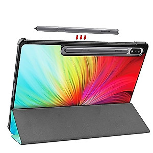 Berkin Arts Samsung Galaxy Compatible with Tab S8 Plus/ S7 FE/ S7 Plus Case 12.4 Inch Tri-Fold Stand Cover Color Field Rainbow Scheme Iridescent Playful