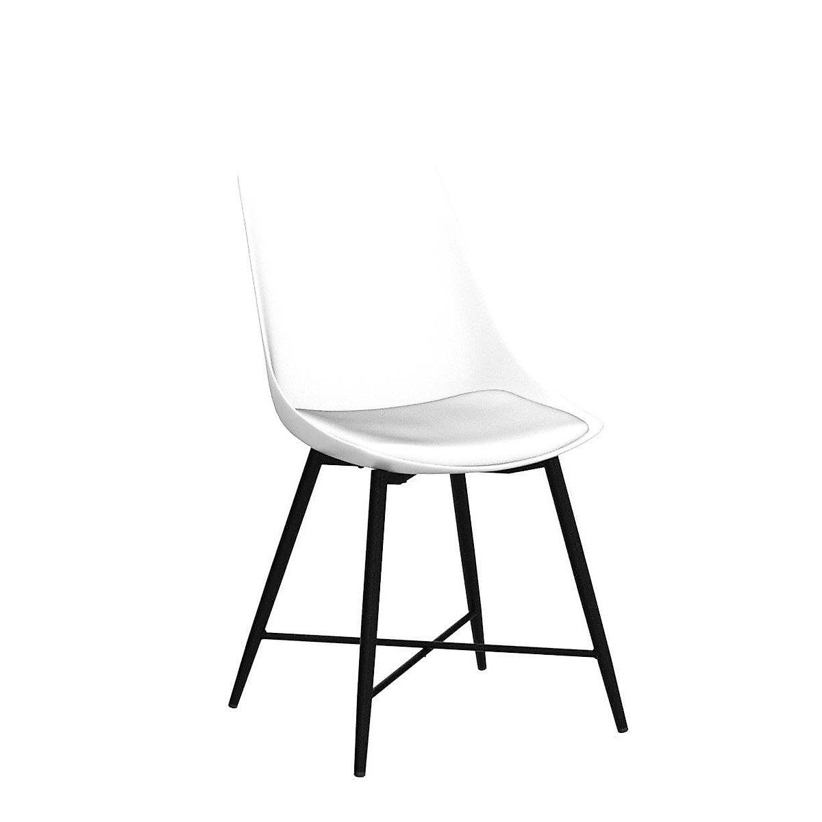 ANOUR Modern Dining Chairs Set of 2,Plastic Kitchen Chairs with PU Leather Cushions and Sturdy Metal Legs, Upholstered Armless Side Chair for Dining Room, Kitchen,Living Room-White