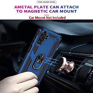 STARSHOP Galaxy A13 5G Phone Case, Samsung Galaxy A13 5G Case, with [Tempered Glass Screen Protector Included], Military Grade Shockproof Drop Protection Phone Cover with Metal Ring Kickstand - Navy