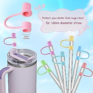 6 Pcs Straw Covers for Stanley 40oz, Reusable Silicone Straw Topper for Stanley &Simple Modern 40 oz, Bugs/Spill/Dust Proof Simple Straw Covers Cap for 8-10mm Straws, for Stanley Cups Accessories