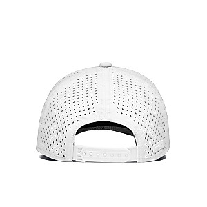 melin Odyssey Stacked Hydro, White, Men's Performance Snapback Hats, Water-Resistant Fitted Baseball Caps for Men & Women, Golf, Running, or Workout Hat, Medium-Large