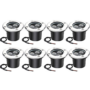 3W LED in Ground Lights, Well Light, Outdoor Landscape Lights, Pathway Lights, Warm White, Waterproof IP67 DC 12V 24V Low Voltage Outdoor Spotlights for Driveway, Deck, Step, Garden Lights (8 PACK)