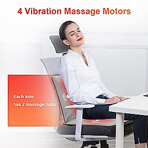COMFIER Vibration Massage Seat Cushion with Heat,Portable Vibrating Massage Pillow, Back Neck Massager,Gift for Men&Women,4 Vibrating Motors and 2 Heat Levels, Massage Chair Pad for Home Office use