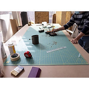 OLFA 23" x 70" Connecting Grid Rotary Cutting Mat Set (RM-CLIPS/2) - Self Healing Double Sided 23x70 Inch Cutting Mat with Grid for Fabric & Sewing, Designed for Use with Rotary Cutters (Green)