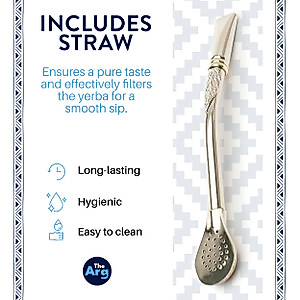 THEARG | Yerba Mate Gourd Set with Stainless Steel Straw | Handmade Leather Yerba Mate Cup and Bombilla Set from Argentina - Beach Essentials - Idea for Gifts | Travel Cup Mate - Taza para Mate