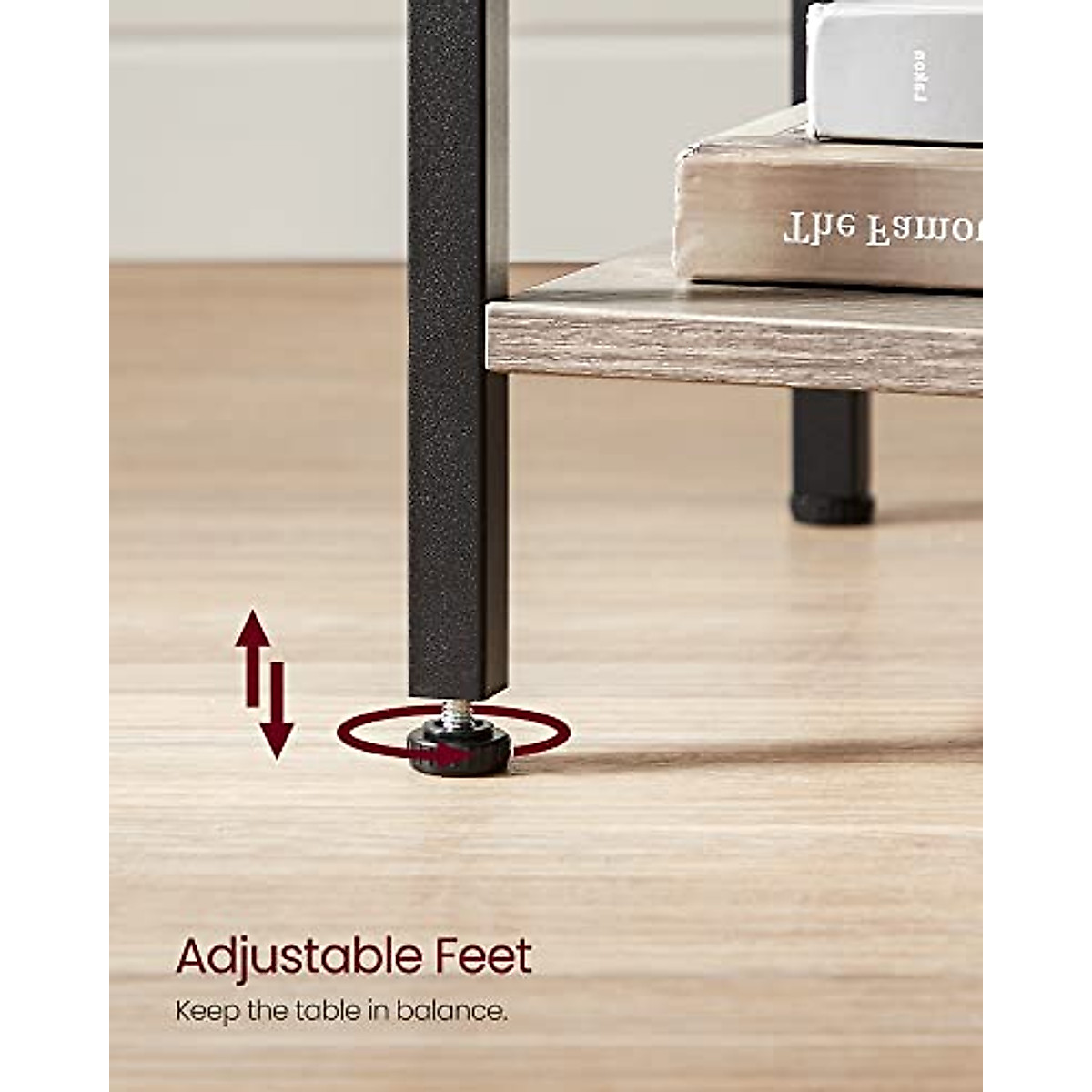 VASAGLE Nightstand, Side Table with Fabric Drawer, 24-Inch Tall End Table with Storage Shelf, Bedroom, Greige and Black ULGS021B02