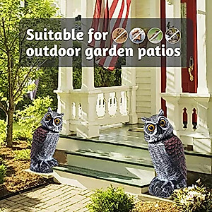 KKY Fake Owl Sculpture Latest 2pc, Revolving Head Plastic Owl for Outdoor Garden.