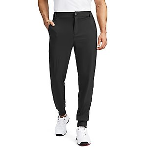 Soothfeel Men's Golf Joggers Pants with 5 Pockets Slim Fit Stretch Sweatpants Running Travel Dress Work Pants for Men(Black, S