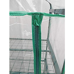 MTB Outdoor Portable Walk-in Garden Greenhouse Replacement PVC Cover for Greenhouse with 2 Tiers 12 Shelves for Frame Size 84x56x77inch