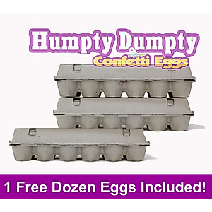 Humpty Dumpty Confetti Eggs Cascarones, 2 Dozen, Bright Colors, Protected by Cardboard Carton