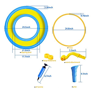 Kid in a Bubble Toy Giant Bubble Wand Big Bubbles Hoop with Dipping Pool Tray, Fun Outdoor Toys Playtime Activity Summer Toy Set for Kids and Adults Birthday Party Game (Basic Kit)