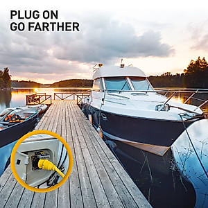 Marvine RV/ Boat Shore Power Extension 50FT 15 Amp to 30 Amp NEMA 5-15P to L5-30R Twist Lock Female with LED Power Indicator & Heavy Duty STW10/3 Cable