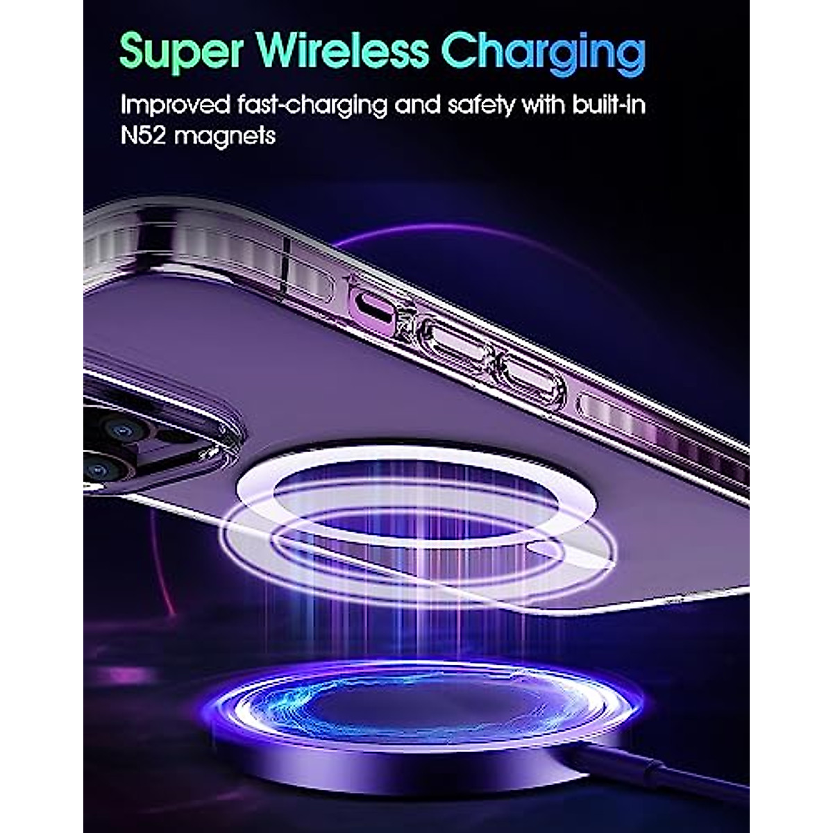 SCORPIFY iPhone 14 Pro Max Case for Magnetic Clear Design, [Non Yellowing] Phone Cover for Men Women, with Tempered Glass Screen+Camera Lens Protector, [Compatible with MagSafe] Slim Bumper, Clear