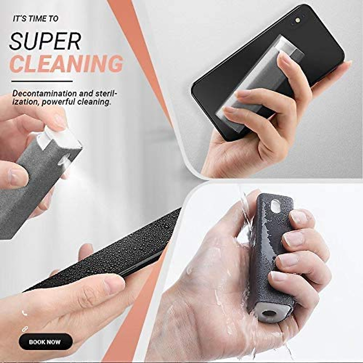 2PCS 3-in-1 Anti-Fingerprint Screen Cleaner One-Piece Screen Cleaner Spray Wipe for All Phones, Laptops, and Tablets Screens(2PCS Gray)