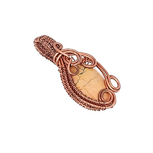 Natural Yellow Aagte Jasper Wire Wrapped Pendant For Unisex