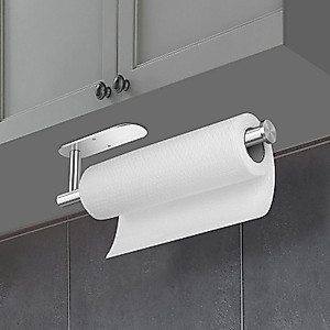 Paper Towel Holder, Adhesive Paper Towel Holder Under Cabinet, SUS304 Stainless Steel Wall Mount Paper Towel Holder for Kitchen, Countertop, Cabinet, Bathroom