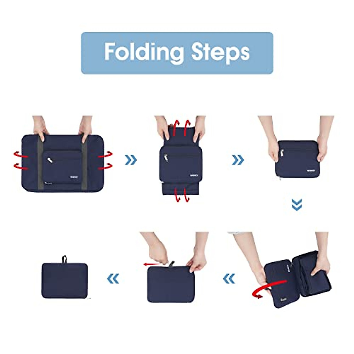 For Spirit Airlines Personal Item Bag 18x14x8 Foldable Travel Duffel Bag Tote Carry on Luggage for Women and Men (Dark Blue (with Shoulder Strap))