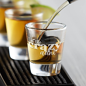 I'm The Crazy Aunt 2oz Blue Bottom Shot Glasses Set of 2 Etched Party Favors Cool Birthday Gifts for Auntie, Her, Sister, Women