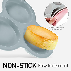 Mobestech 2Pcs Silicone Egg Molds Air Fryer for Egg Bites, Silicone Muffin Pans Chocolate Molds Muffin Tops, Breakfast Sandwiches, Hamburger Buns, Air Fryer Accessories (Blue+Pink)