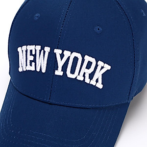 WODXCOR Classic Baseball Cap New York Embroidery 100% Cotton Adjustable Dad Hat Men and Women (Dark Blue)
