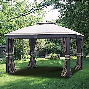 Garden Winds Replacement Canopy for The Allen Roth Wicker Gazebo - Standard 350 - Beige