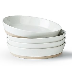 famiware Saturn 4 Pieces Pasta Bowls Set, 8.75 inch Salad Bowls, Stackable, Large Capacity, Perfect for Your Friend for Housewarming, Thanksgiving, White