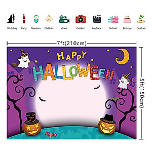WOLADA 7x5FT Cartoon Halloween Photo Backdrop Pumpkin Moon Photography Backdrops Halloween Party Banner Trick or Treat Backdrop Halloween Decoration Kids Halloween Party Photography Backdrop 11131