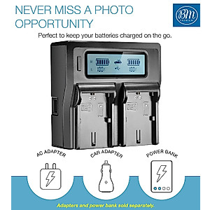BM Premium 2 Pack of LP-E6NH High Capacity Batteries and Dual Bay LCD Battery Charger for Canon EOS R, EOS R5, EOS R6, EOS R6 II, EOS R7, EOS 90D EOS 80D EOS 70D, EOS 5D IV, EOS 7D EOS 7D II Camera