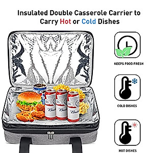 Insulated Casserole Carrier,Casserole Carriers For Hot or Cold Food,Expandable Casserole Dish Carrier Bag,Portable Tote Pie Carrier Hot Cold Food Carrier Bag For Potluck Parties,Picnic,Beach or Gifts