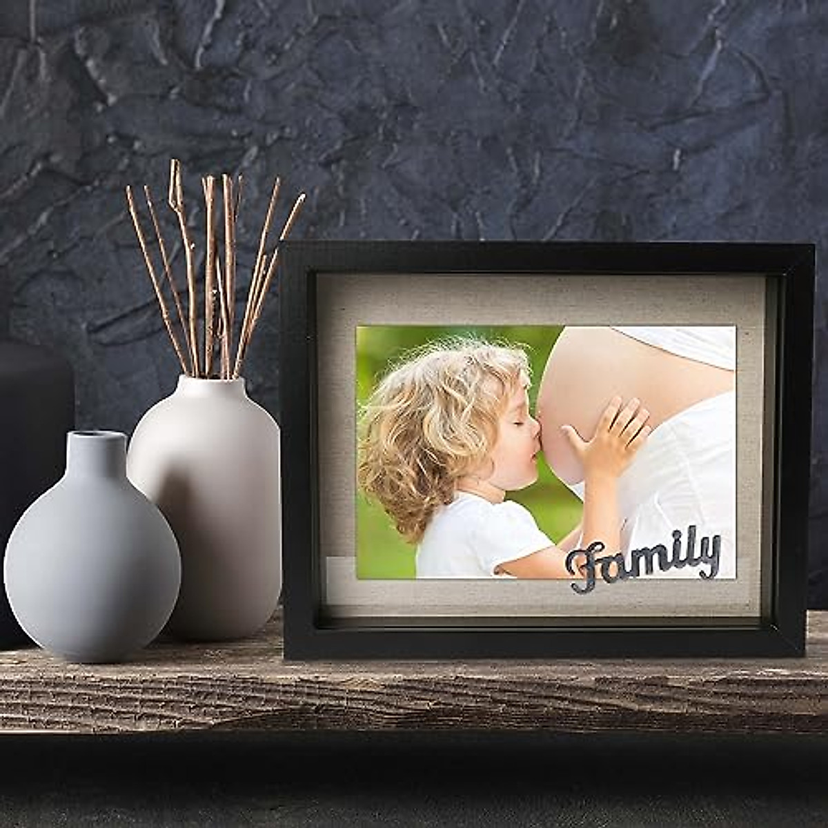LotFancy Shadow Box Frame, 11x14 Black Display Case, Wooden Picture Frame for Desk, Soft Linen Backboard and Shatter Resistant Glass for Bouquet Photos