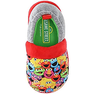 Sesame Street Toddler Slippers, Allover Character Print, Red/Grey, Size 7/8