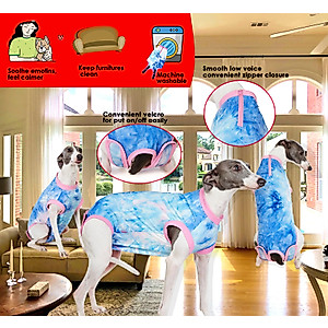 Wabdhaly Dog Surgery Recovery Suit for XXX-Large Female Spay,Anti Licking Dog Surgical Recovery Onesie,Tie Dye Blue Pink 3XL