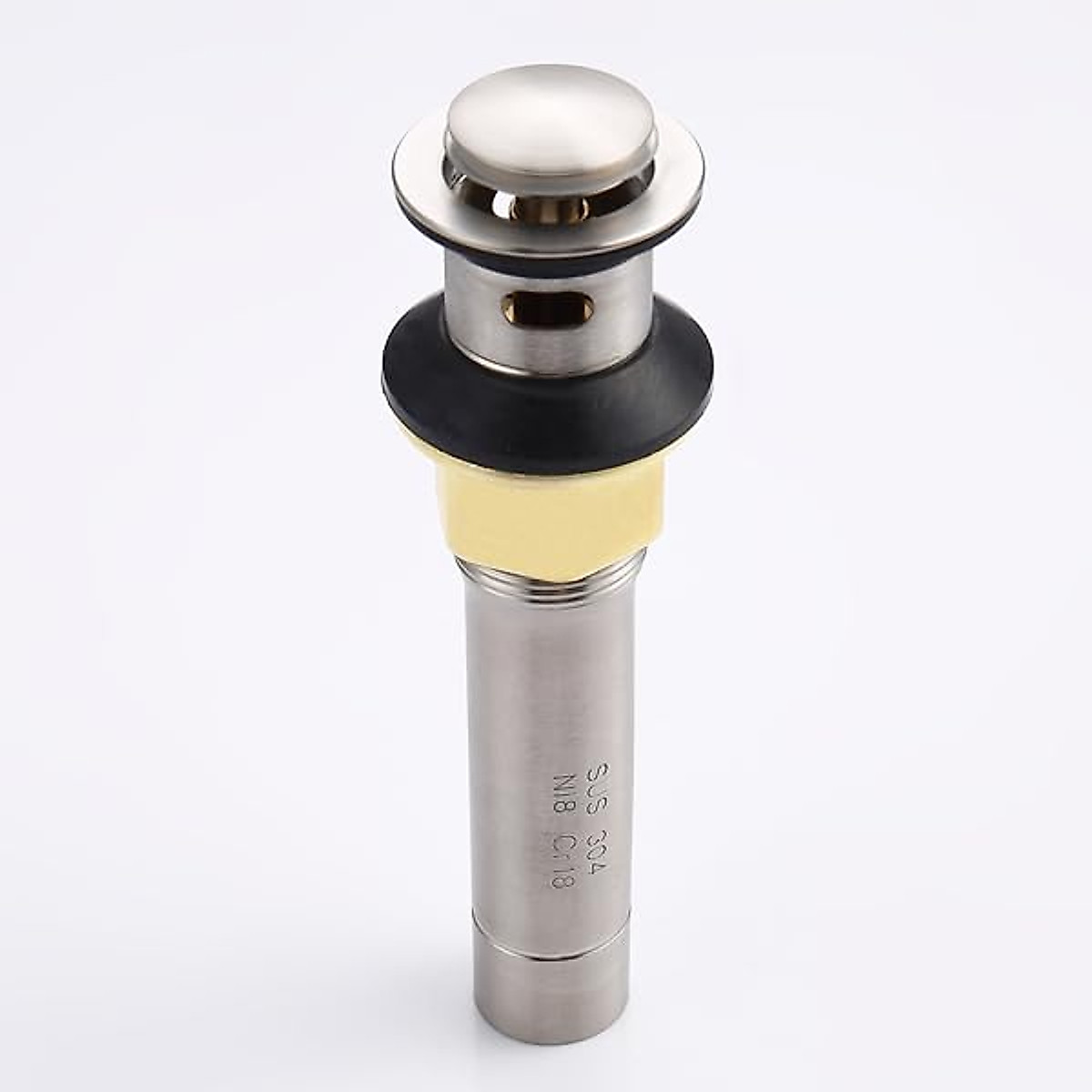 ERRTT Pop-Up Drain Stainless Steel with Overflow Anti-Clogging for Vessel Sink Lavatory Vanity Sink Drain with Strainer Basket, Brushed Nickel