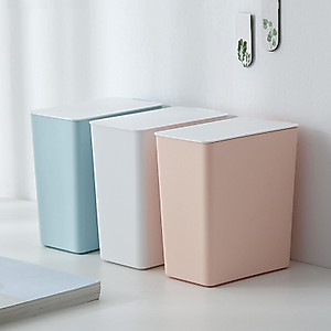 RESTRICTEDLOOP Compact Desktop Plastic Covered Garbage Bin for Countertop Small Trash Can Maintenance (Light Pink)