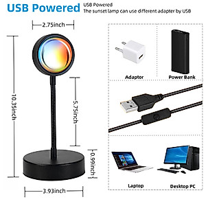 JIMEI Sunset Lamp Projector Led Lights for Bedroom Night Light RGB Lights Sun Sunlight Sunrise Lamp 10w 360° Rotation Mood Lighting Home /Room Decor Christmas Gifts for Women