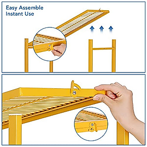 ShanSon Storage Shelves with Wheels 5 Tier Heavy Duty Foldable Metal Rack Storage Shelving Units for Garage Kitchen，Yellow