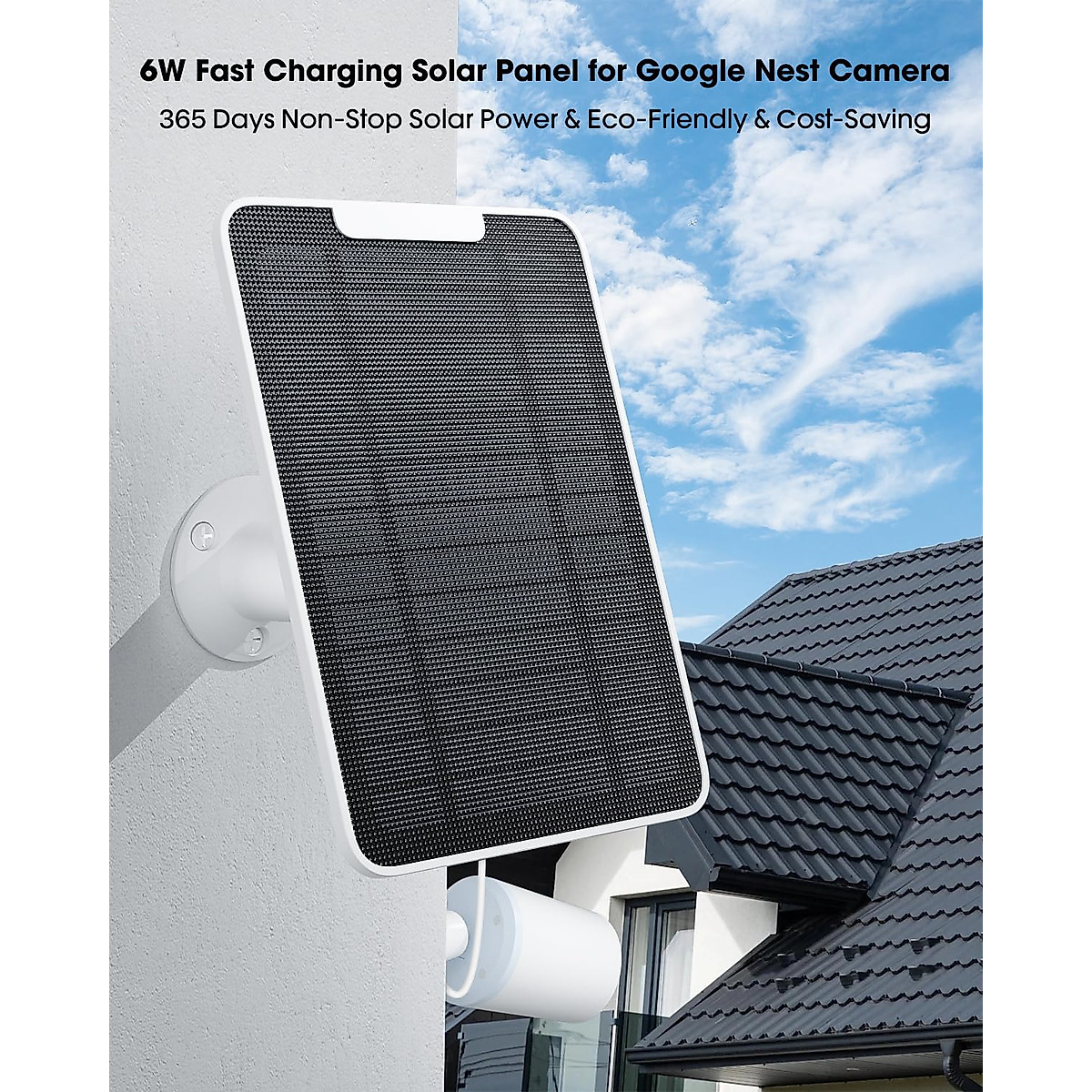 Solar Panel Charger Compatible with Google Nest Camera Outdoor & Indoor (Battery Version), 5W Solar Power for Google Nest Cam, IP65 Weatherproof, w/Secure Wall Mount & Screwdriver, 13ft Cable, 4 Pack