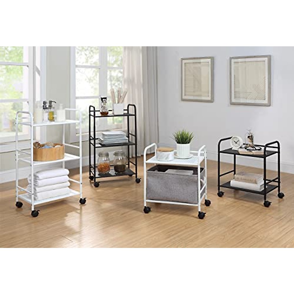 SunnyPoint Minimalist Style Utility Rolling Shelf Cart (BLK)