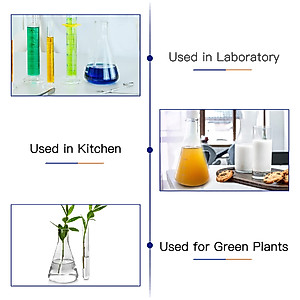 Maccx 16.9oz(500ml) Narrow-Mouth Sturdy Glass Erlenmeyer Flask, 3.3 Borosilicate with Printed Graduation, Pack of 4, EFN500-004
