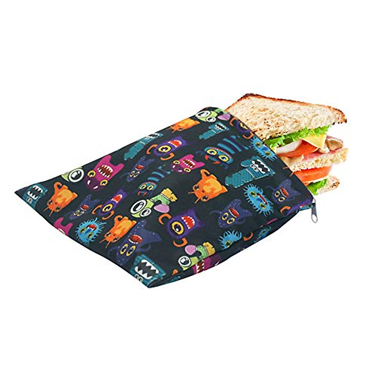 3PCS Eco-Friendly Sandwich Bag, Reusable Waterproof Fabric Snack Bags, Washable and Durable Storage Bags with Zippers for Sandwich, Bread, Etc (blue)