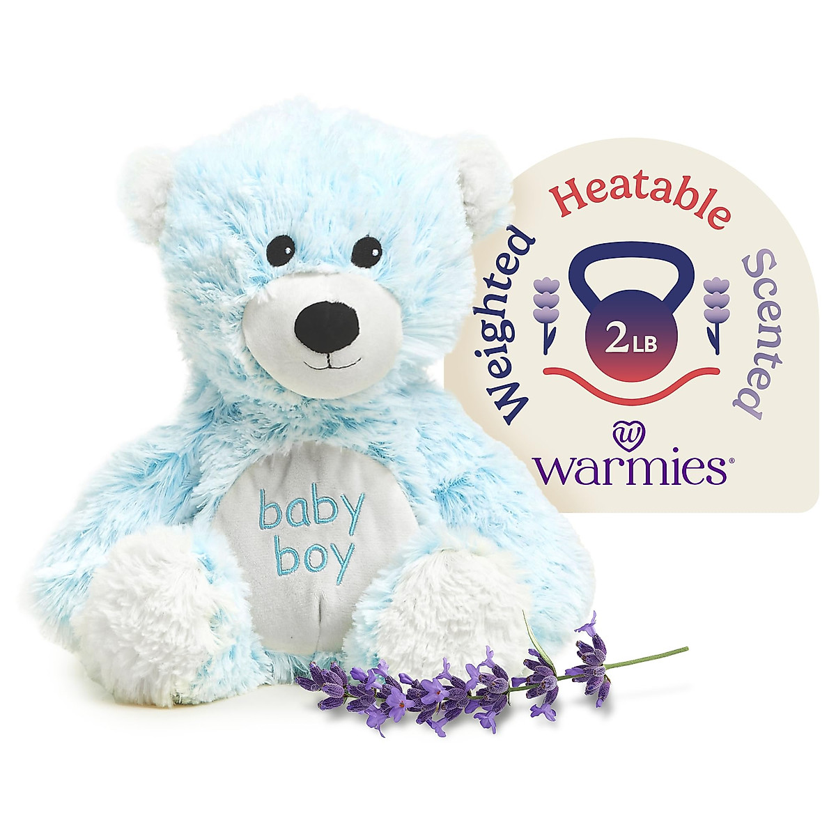 warmies Microwavable & Weighted Stuffed Animals, Baby Boy Bear - Heated Stuffed Animal Plushie for Warmth & Comfort - Cute Soft Plush Toys for Adults & Children (Boys, Girls, Babies & Toddlers)