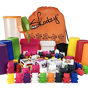 Skoolzy Language Rainbow Counting Bears, Matching Sorting Cups with Scoop Tongs 114pc Set - Teddy Bear Math Manipulatives for Toddlers - Sensory Toys - Fine Motor Skills Toys for Age 3+