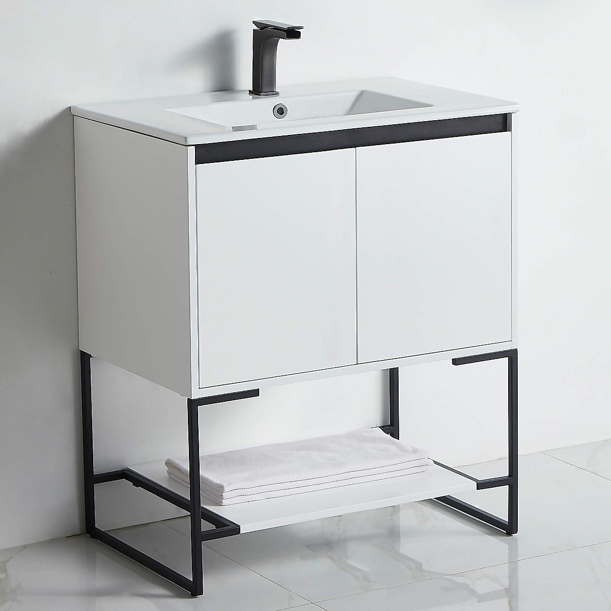 Fine Fixtures 30 Inch Bathroom Vanity with Sink - Modern Knob Free Design, Elegant Space-Saving Solution for Your Bathroom - Durable, Bathroom Vanities for a Contemporary Look - Urbania Collection