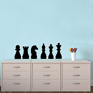 Home Find Chess Wall Decal Chess Player Chessmen Set Wall Vinyl Playroom Decor Chess Board Wall Stickers Chess Club Decor Chess Game Decal Peel and Stick for Homes 22.8 inches x 7.9 inches