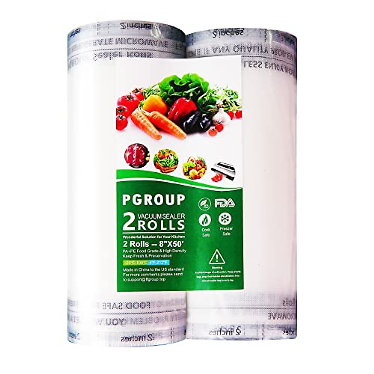 Vacuum Sealer Bags (2 Rolls-8" x 50' Total 100Feet) with BPA Free Heavy Duty Vacuum Seal Food Sealer Bags