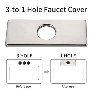 KAIYING 6" Hole Cover Deck Plate for Bathroom Vanity Sink, 3-to-1 Bathroom Faucet Escutcheon Plate, Rectangle, Stainless Steel (Brushed Nickel)