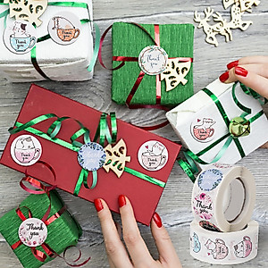 1000 Pieces Thank You Stickers, Round Seal Label Stickers for Greeting Cards Gift Envelopes Boxes Party Decoration Handmade (1'' and 2 Rolls)